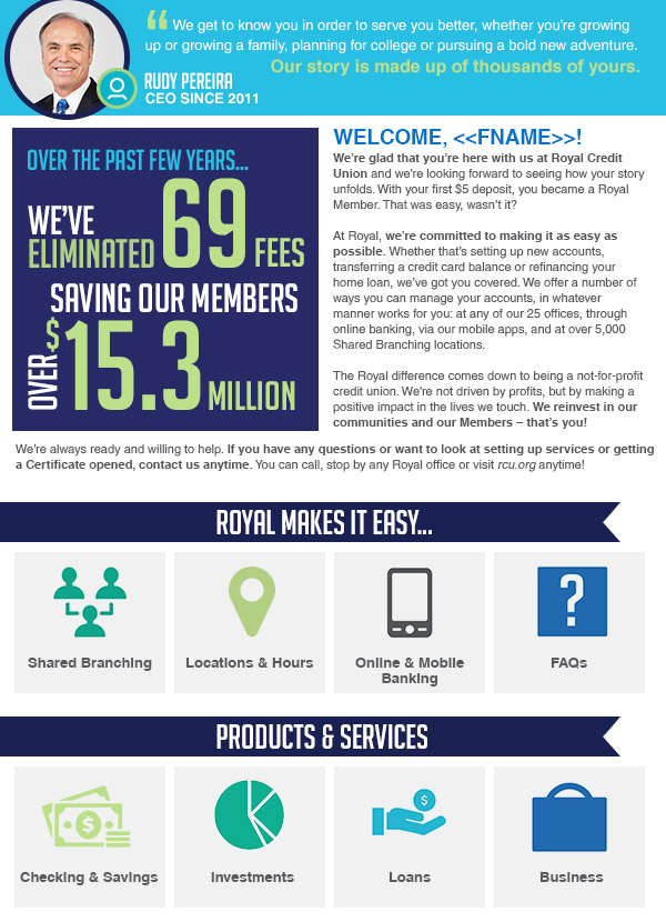 Royal Credit Union Welcome Email Matrix – Tara K. Graff